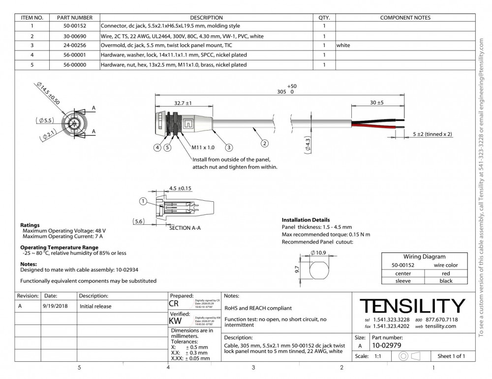 Tensility 10-02979 product drawing