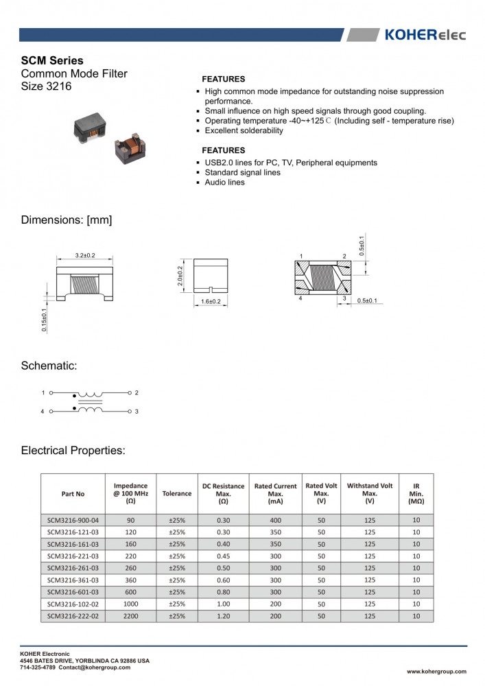 SCM3216 series technical document page 1