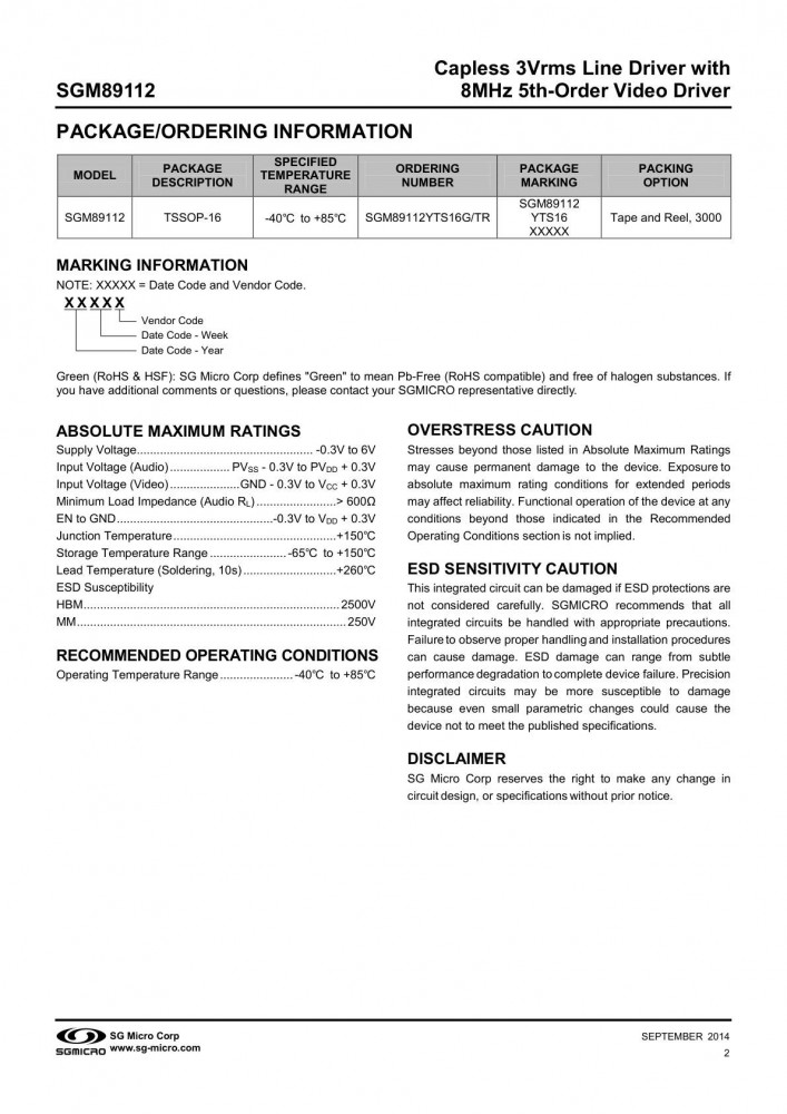 SGM89112 datasheet page 2