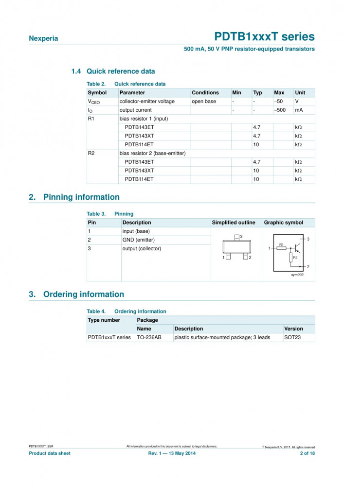 PDTB143ETR datasheet page 2