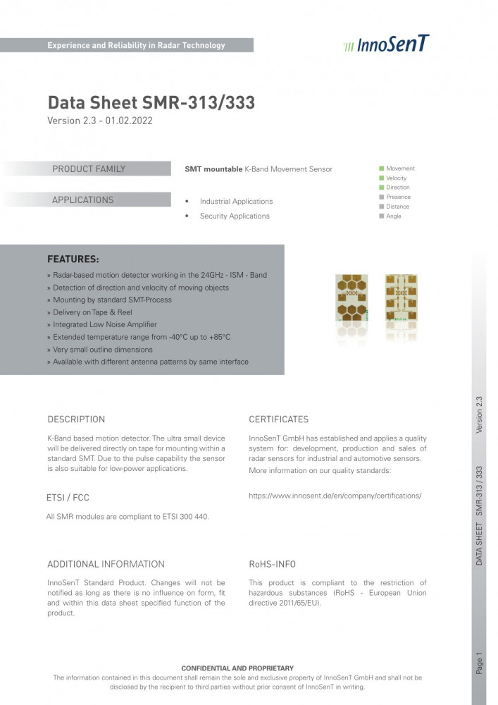 Datasheet page 1