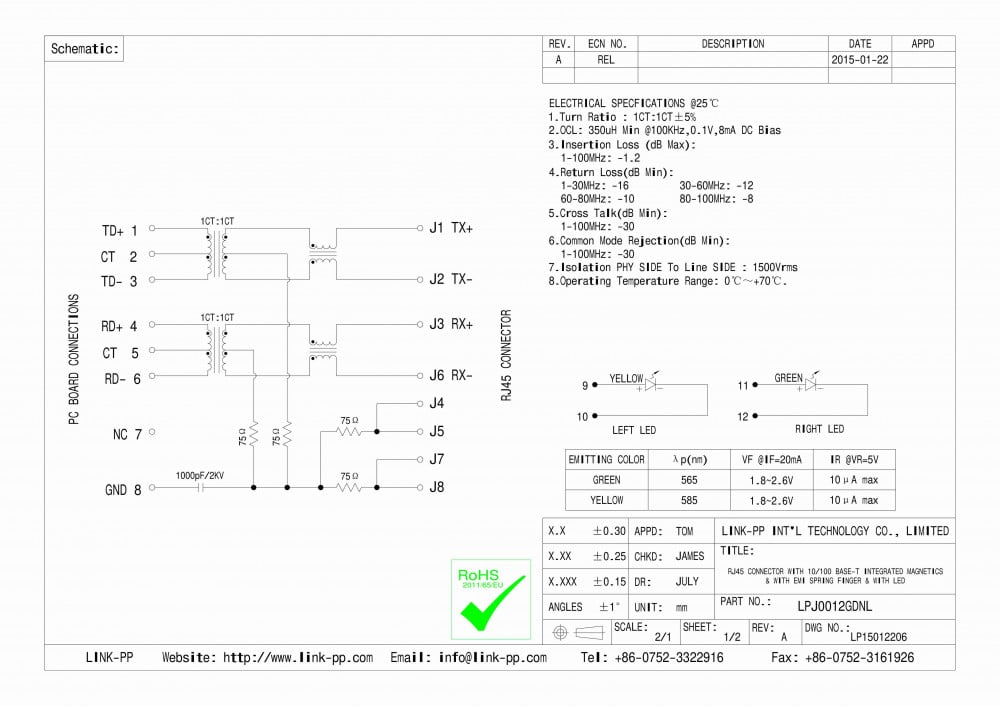 LPJ0012GDNL technical drawing sheet 1