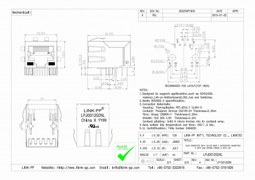 LPJ0012GDNL technical drawing sheet 2