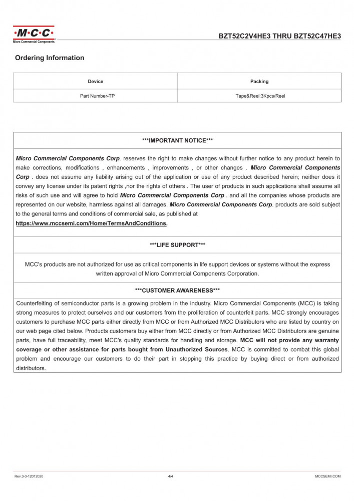 MCC BZT52C4V7HE3-TP datasheet page 4
