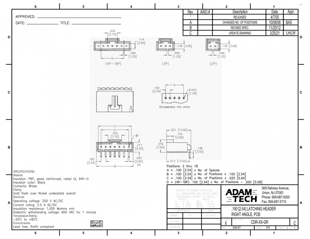 ADAM TECH CDR-08-GR technical drawing