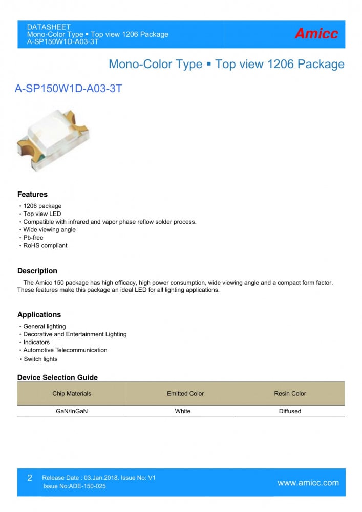 A-SP150W1D-A03-3T datasheet page 2