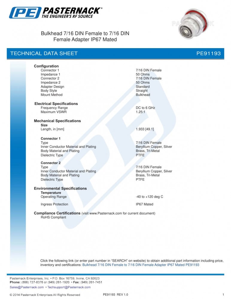 PE91193 technical document page 1