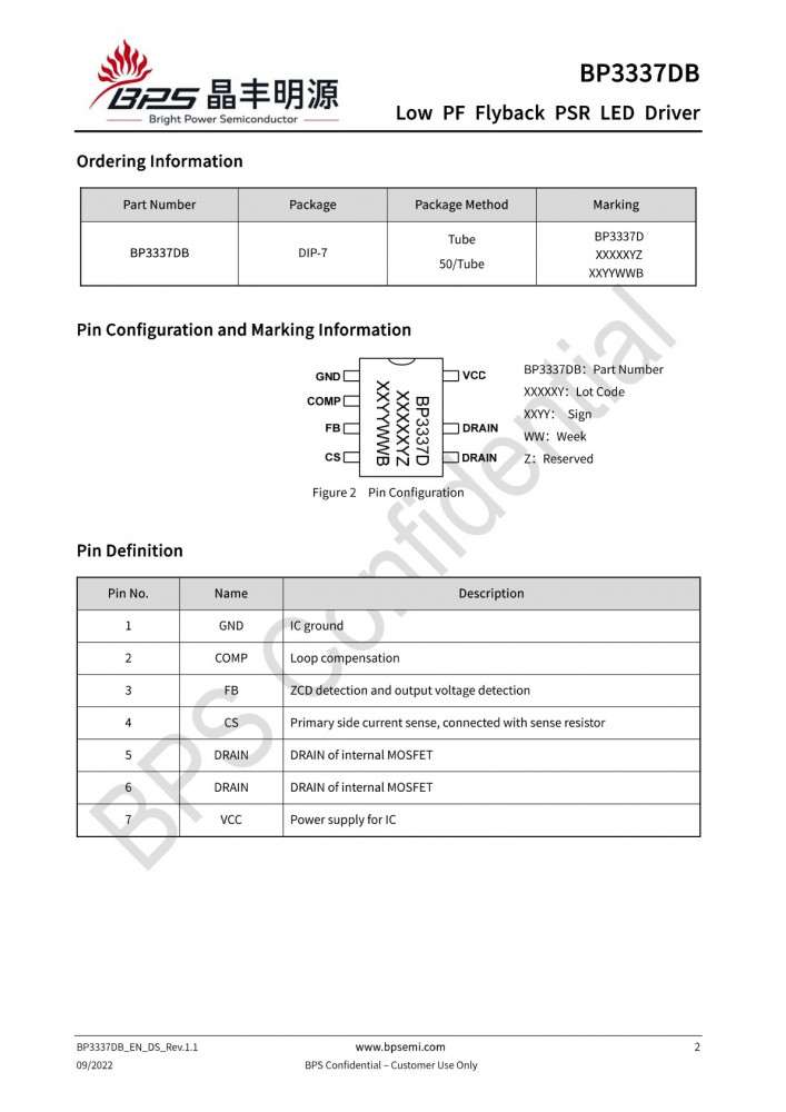 BP3337DB technical document page 2