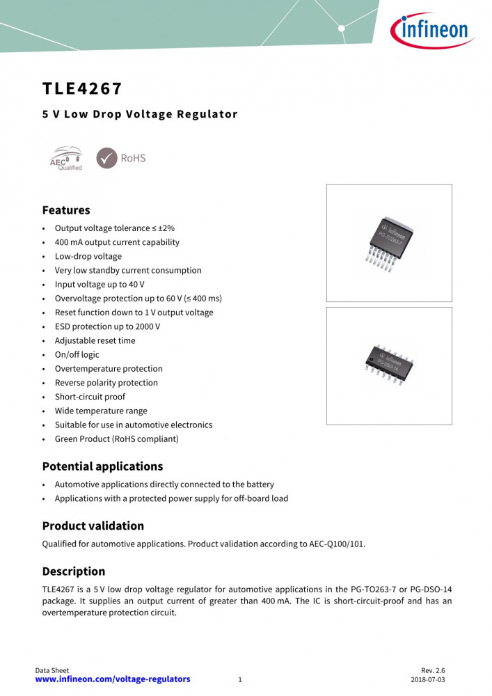 TLE4267G datasheet page 1