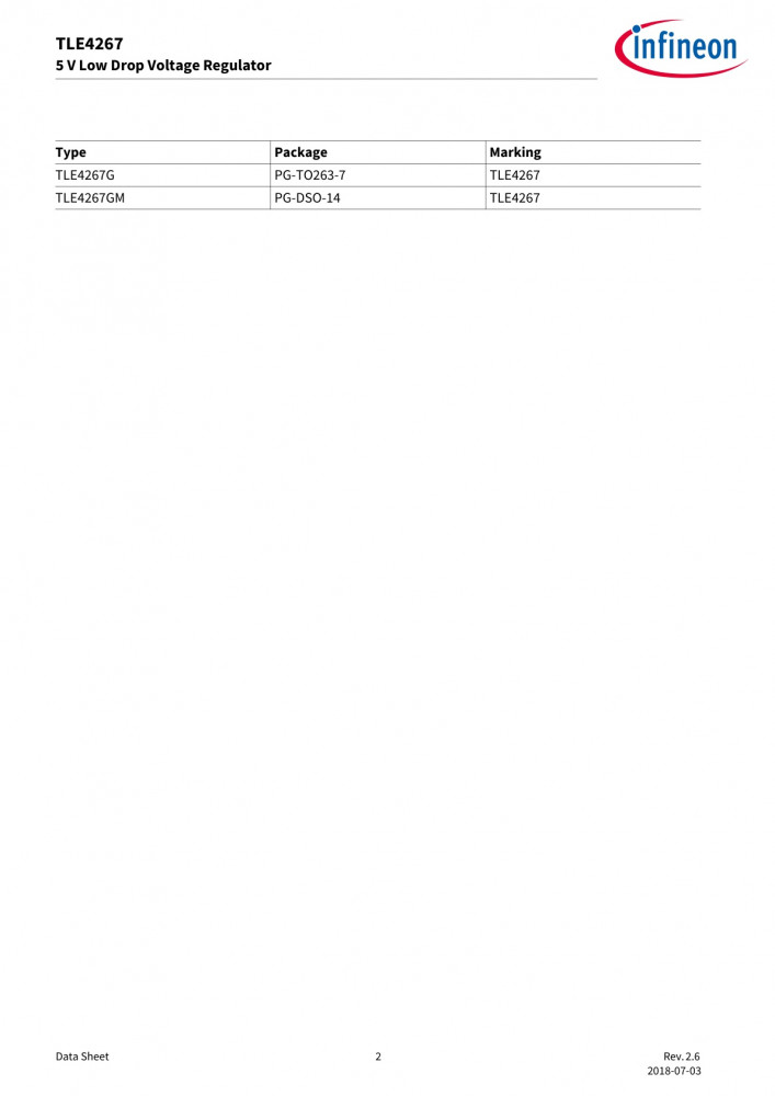 TLE4267G datasheet page 2
