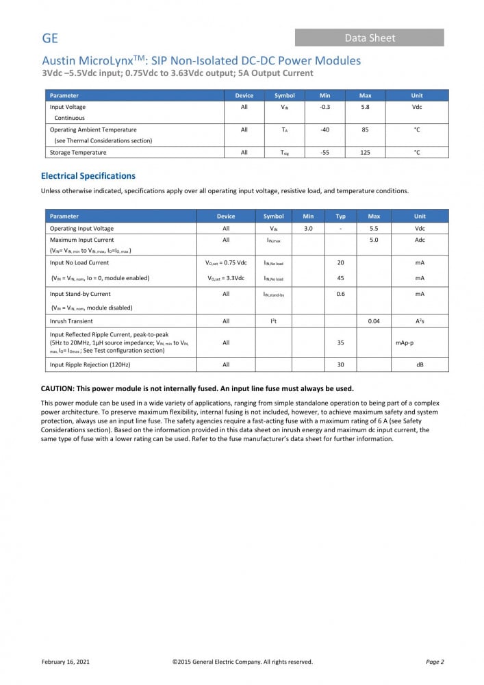 AXH005A0XZ datasheet page 2