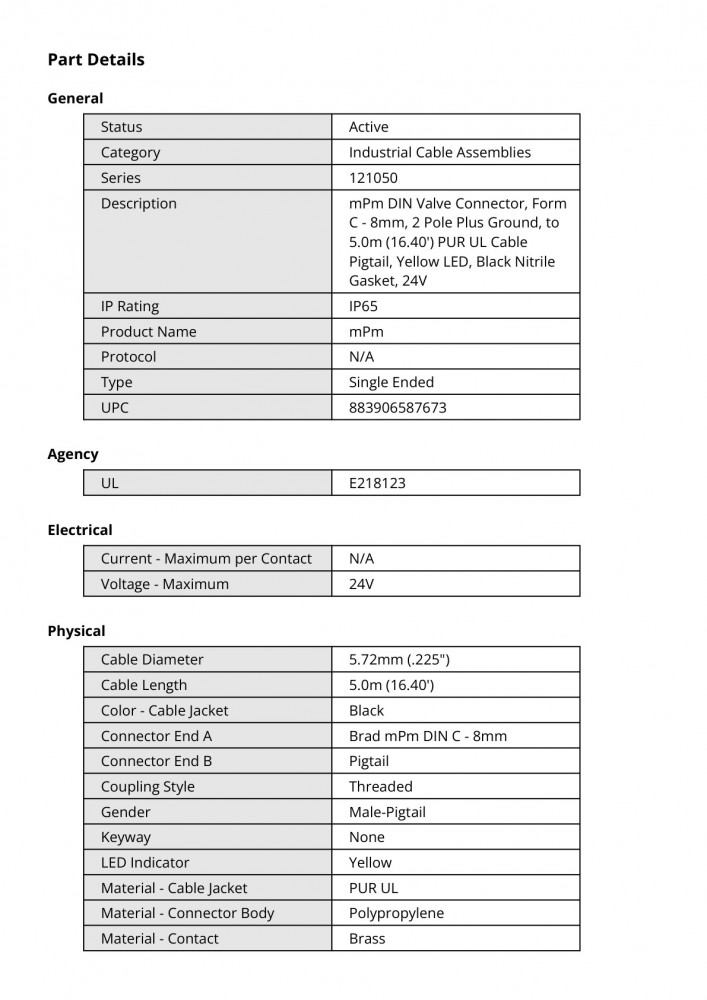 Molex 121050 series product drawing, page 2
