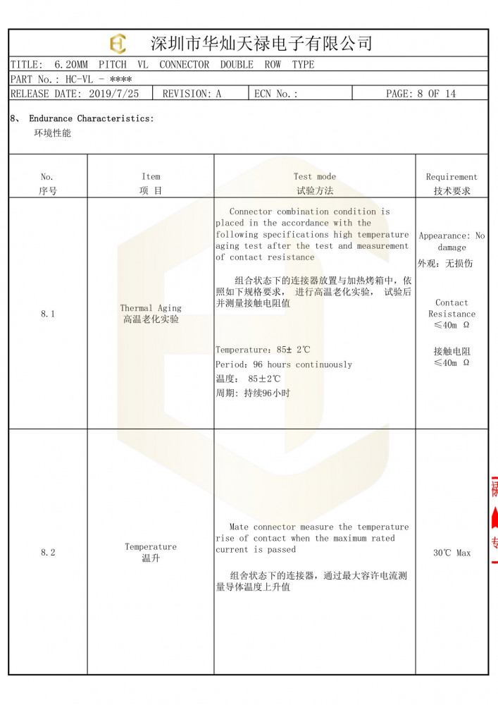 HC-VL specification page 8