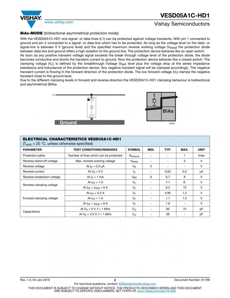 VESD05A1C-HD1 datasheet page 2
