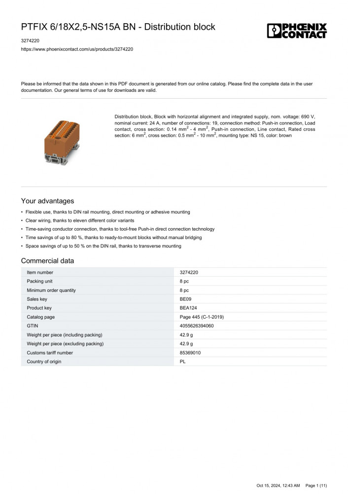 Phoenix Contact 3274220 technical document page 1
