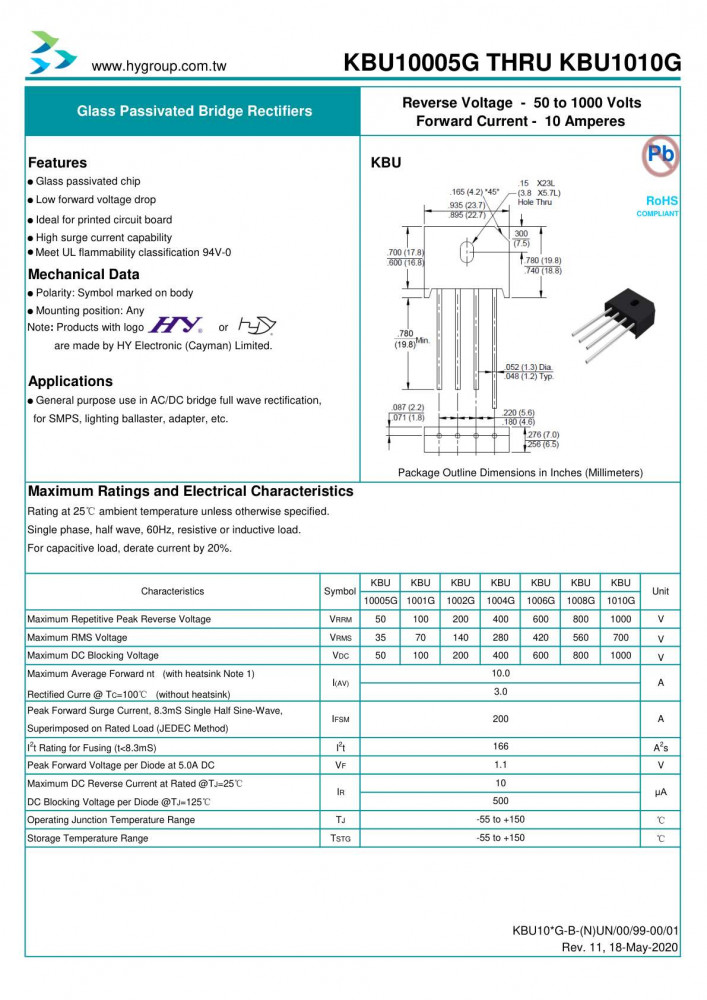 KBU1006G datasheet page 1