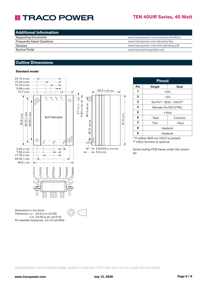 TEN 40UIR product document page 5