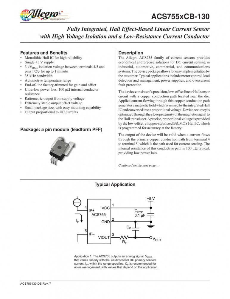 ACS755 datasheet page 1