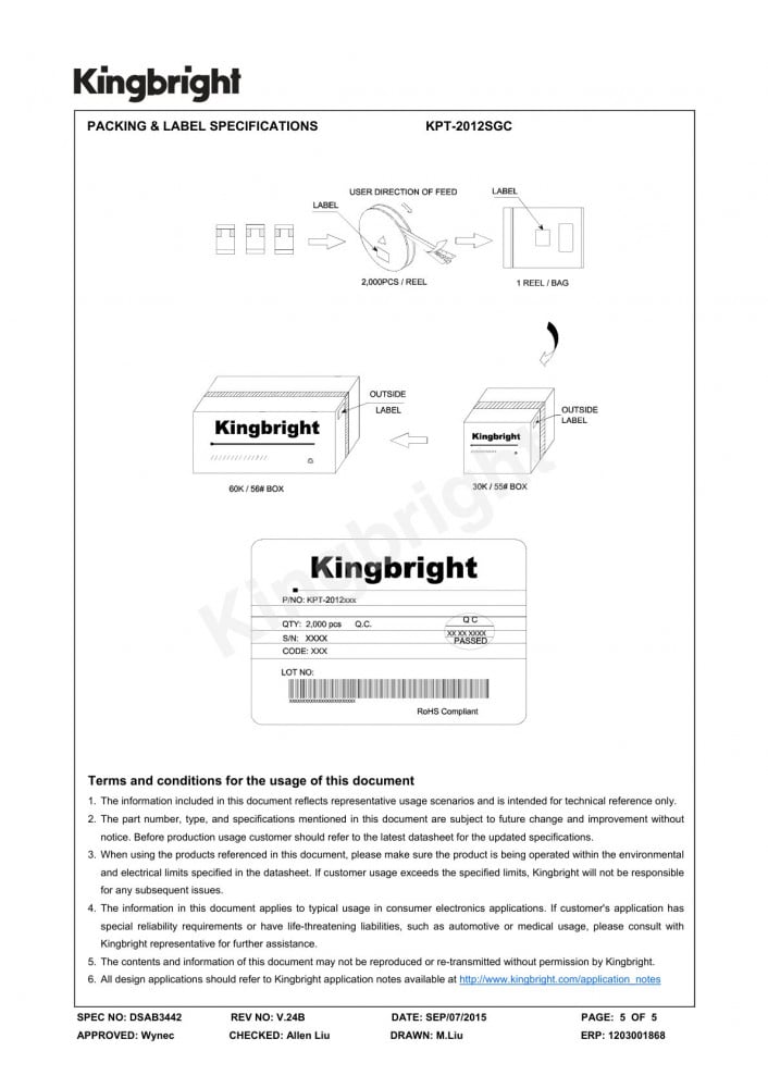KPT-2012SGC datasheet page 5