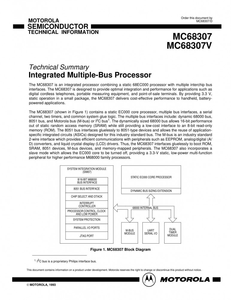 XC68307 technical document page 1