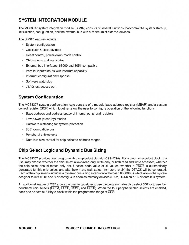 XC68307 technical document page 9