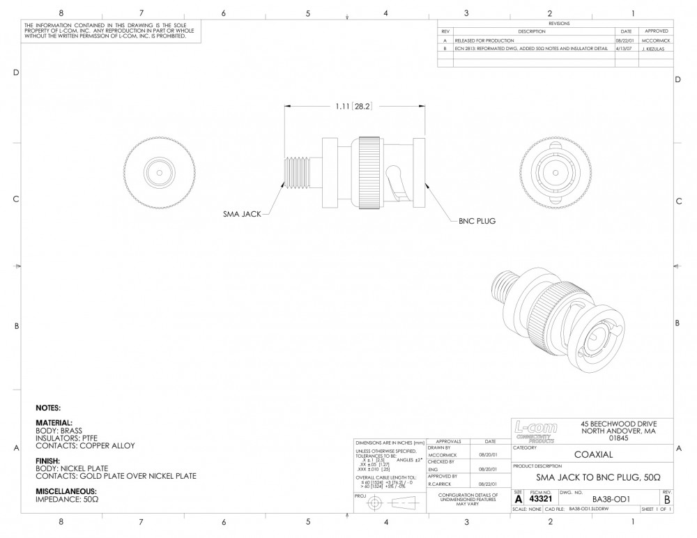 L-com BA38 technical drawing preview
