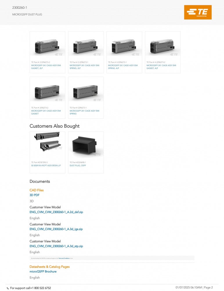 TE Connectivity 2300260-1 technical document page 2