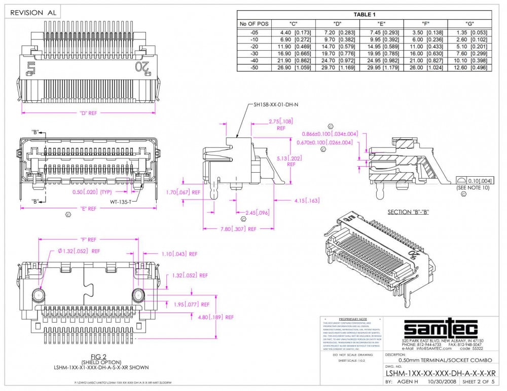 Samtec LSHM drawing page 2