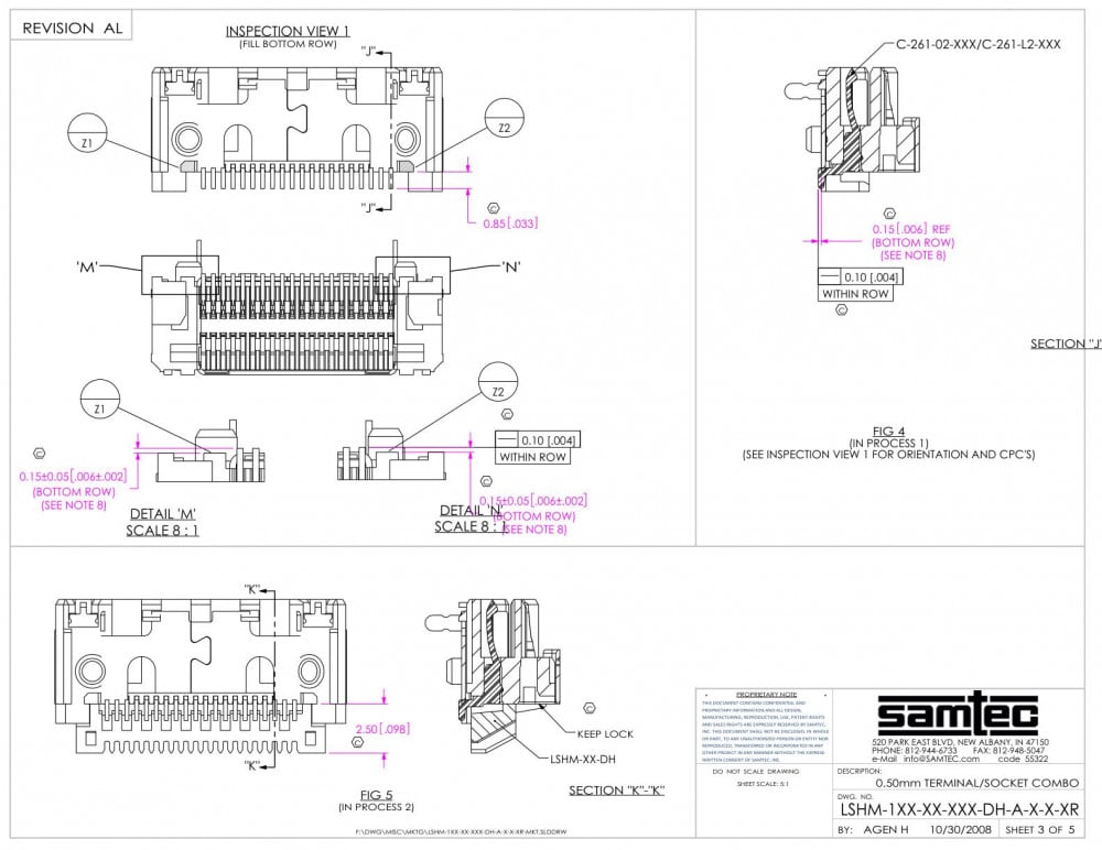 Samtec LSHM drawing page 3