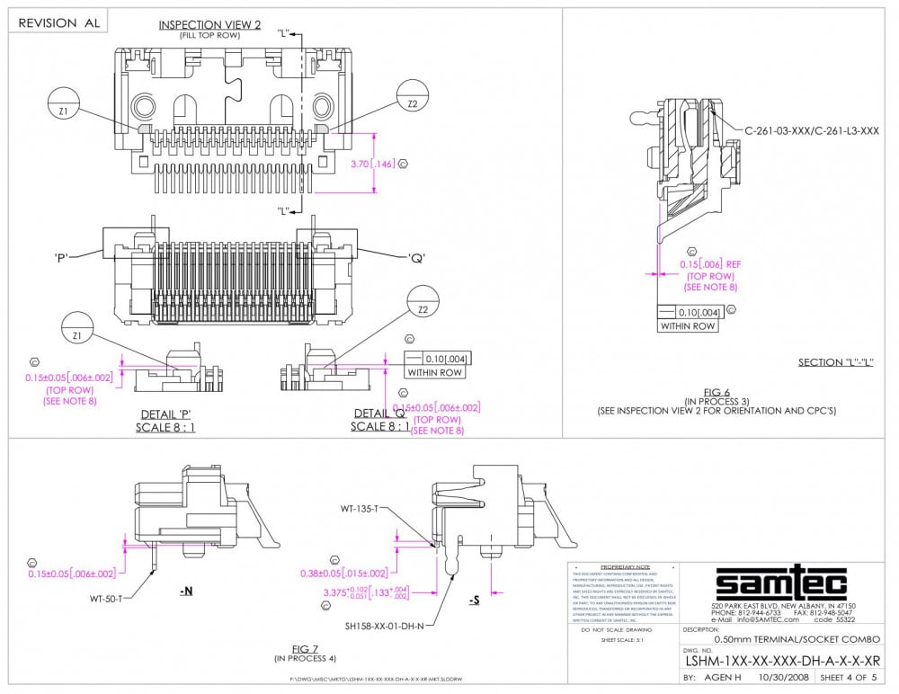 Samtec LSHM drawing page 4