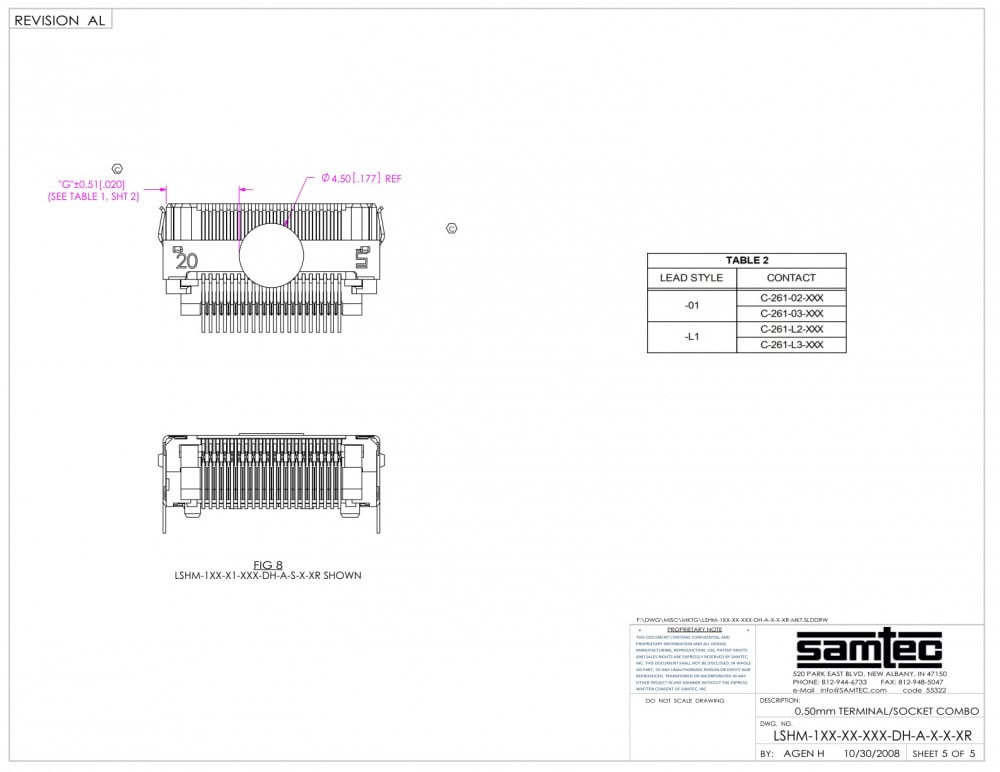Samtec LSHM drawing page 5