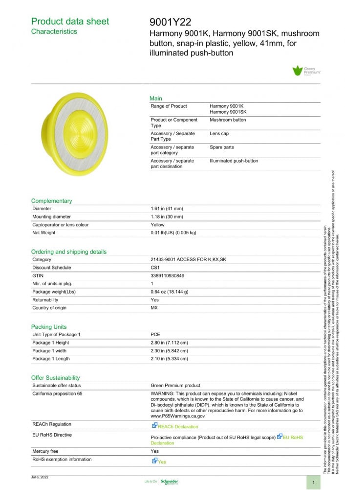 9001Y22 technical document page 1