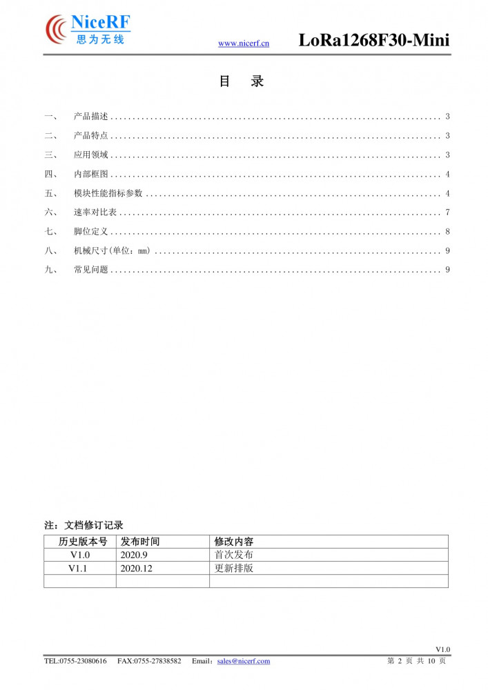 LoRa1268F30-Mini datasheet page 2