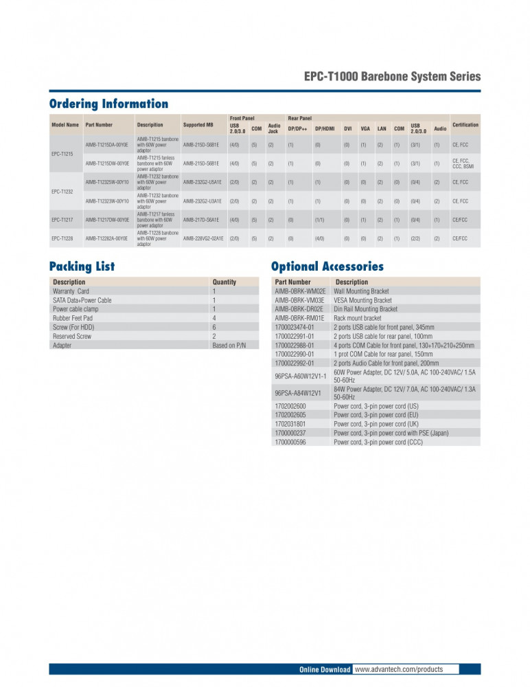 EPC-T1000 series technical document, page 4