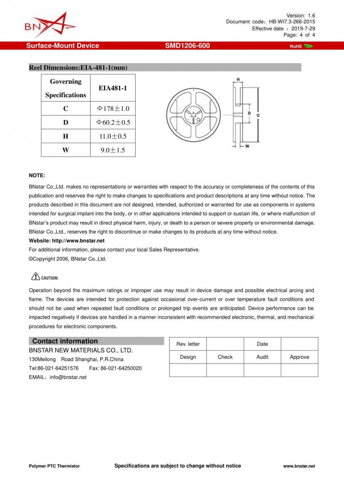 BNstar SMD1206-600-6V datasheet page 4
