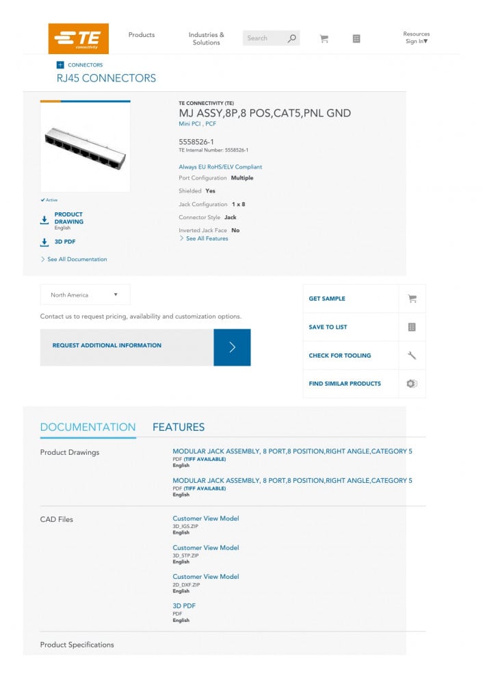 TE Connectivity 5558526-1 technical document page 1