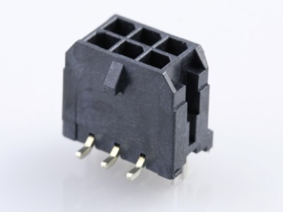 Micro-Fit 3.0 Vertical Header, 3.00mm Pitch, Dual Row, 6 Circuits, with PCB Press-fit Metal Retention Clip, 1.52µm Matte Tin Plating, Glow-Wire Capable, Black, Tape and Reel for sale