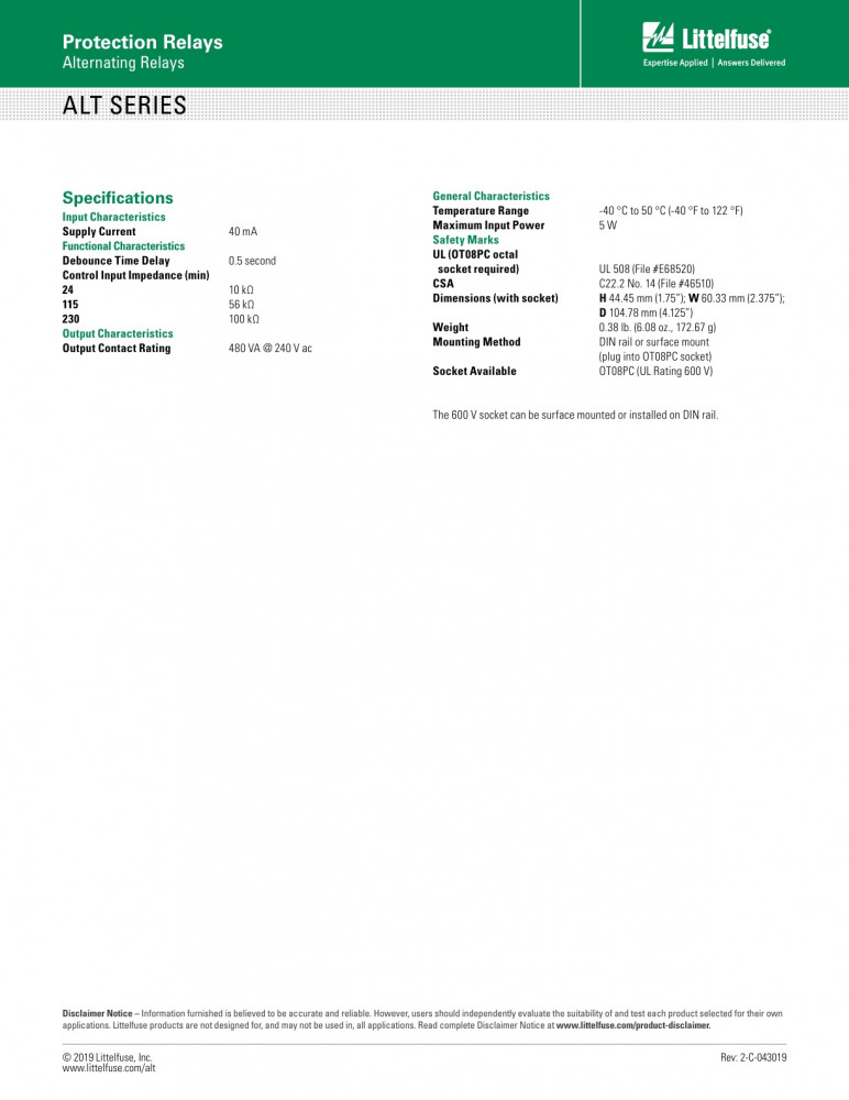 Littelfuse ALT series relay technical document page 2