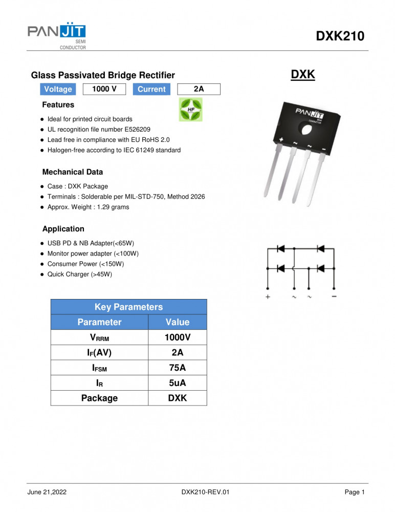 DXK210 datasheet page 1