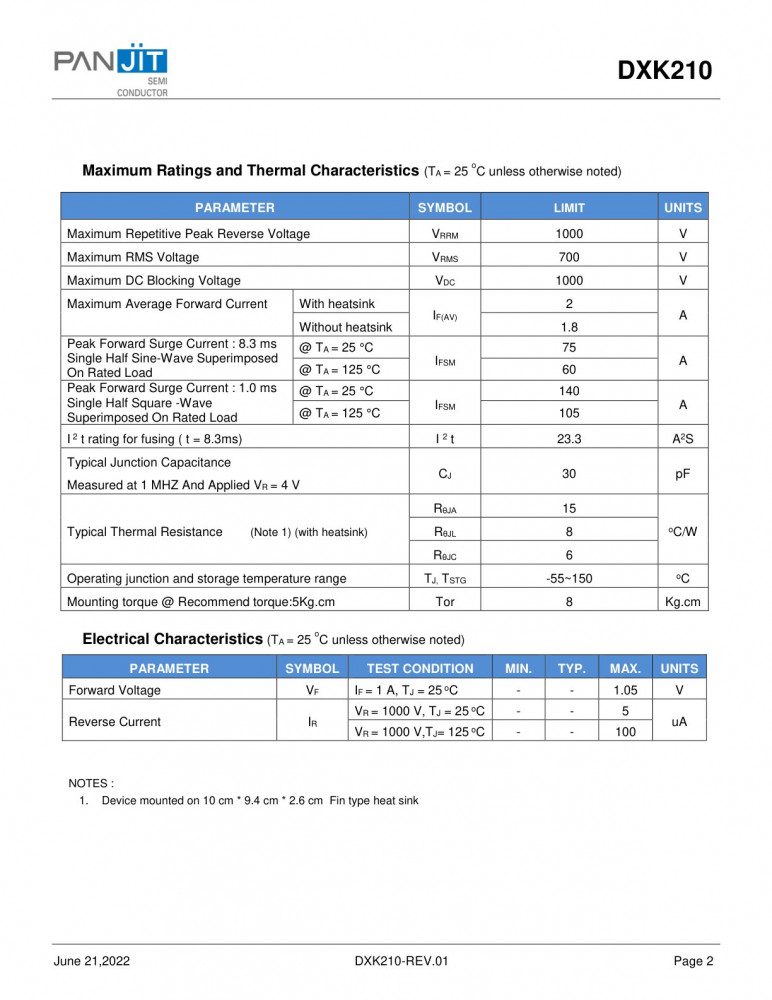 DXK210 datasheet page 2