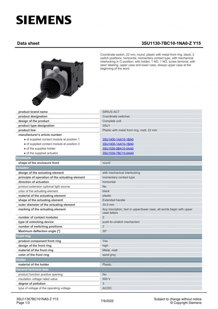 SIEMENS A6X30143663 technical document page 1