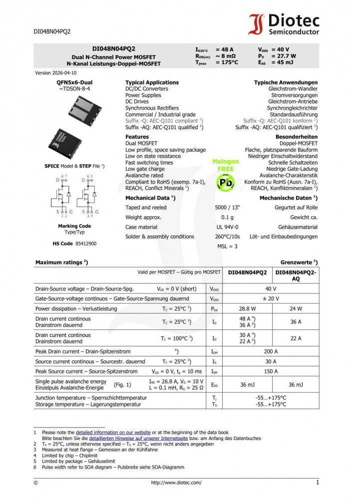 DI048N04PQ2-AQ datasheet page 1