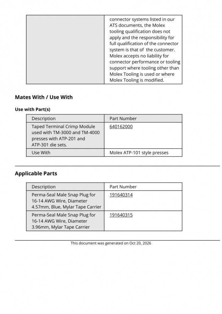 Technical document page 3 for Molex part 192880267