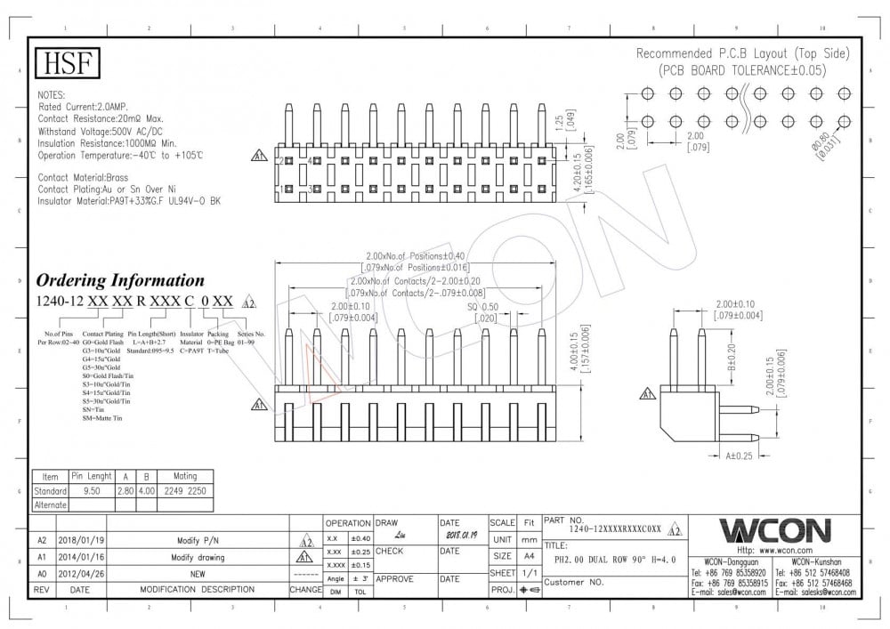 Wcon 1240-1203G0R095CT01 technical drawing page