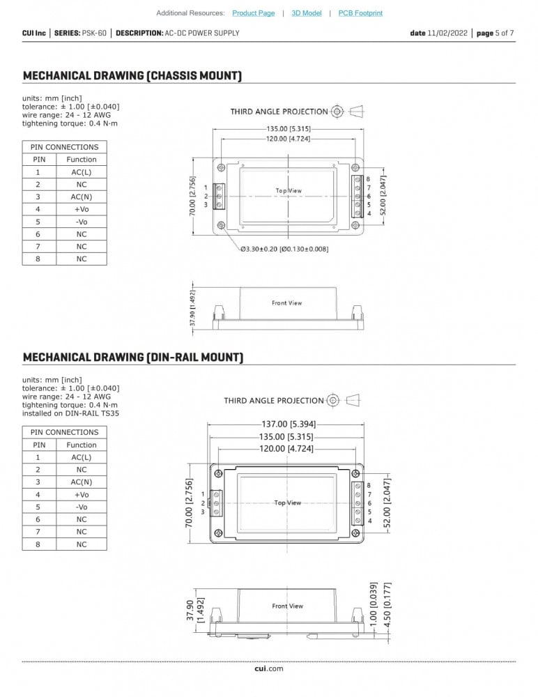 CUI PSK-60-5 datasheet page 5