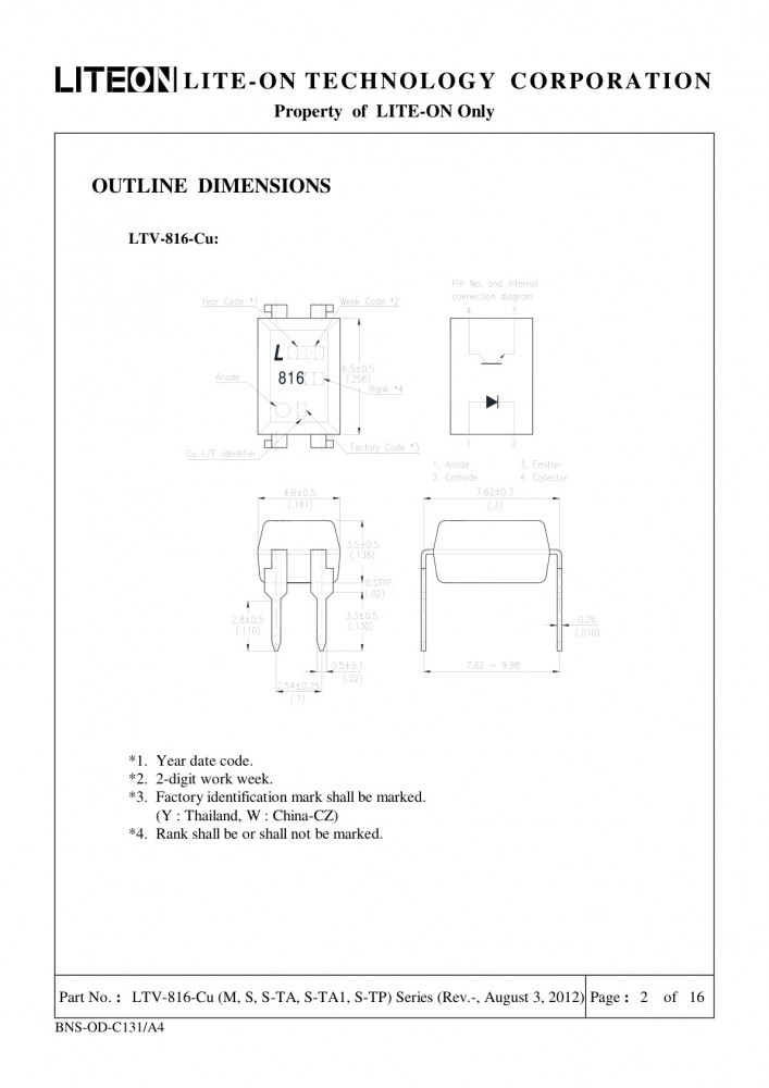LTV-816 datasheet page 2