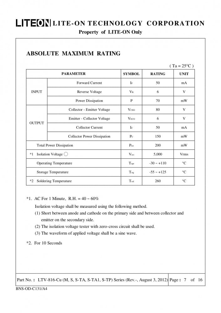 LTV-816 datasheet page 8