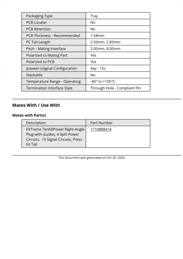 Technical document page 3 for MOLEX 1710898414