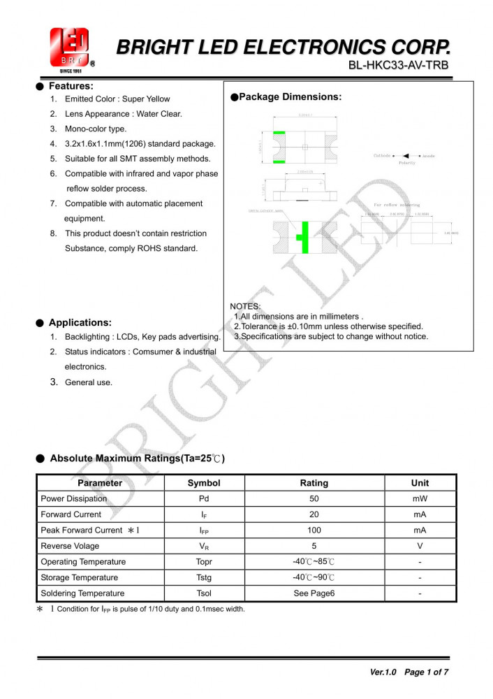 BL-HKC33-AV-TRB datasheet page 2