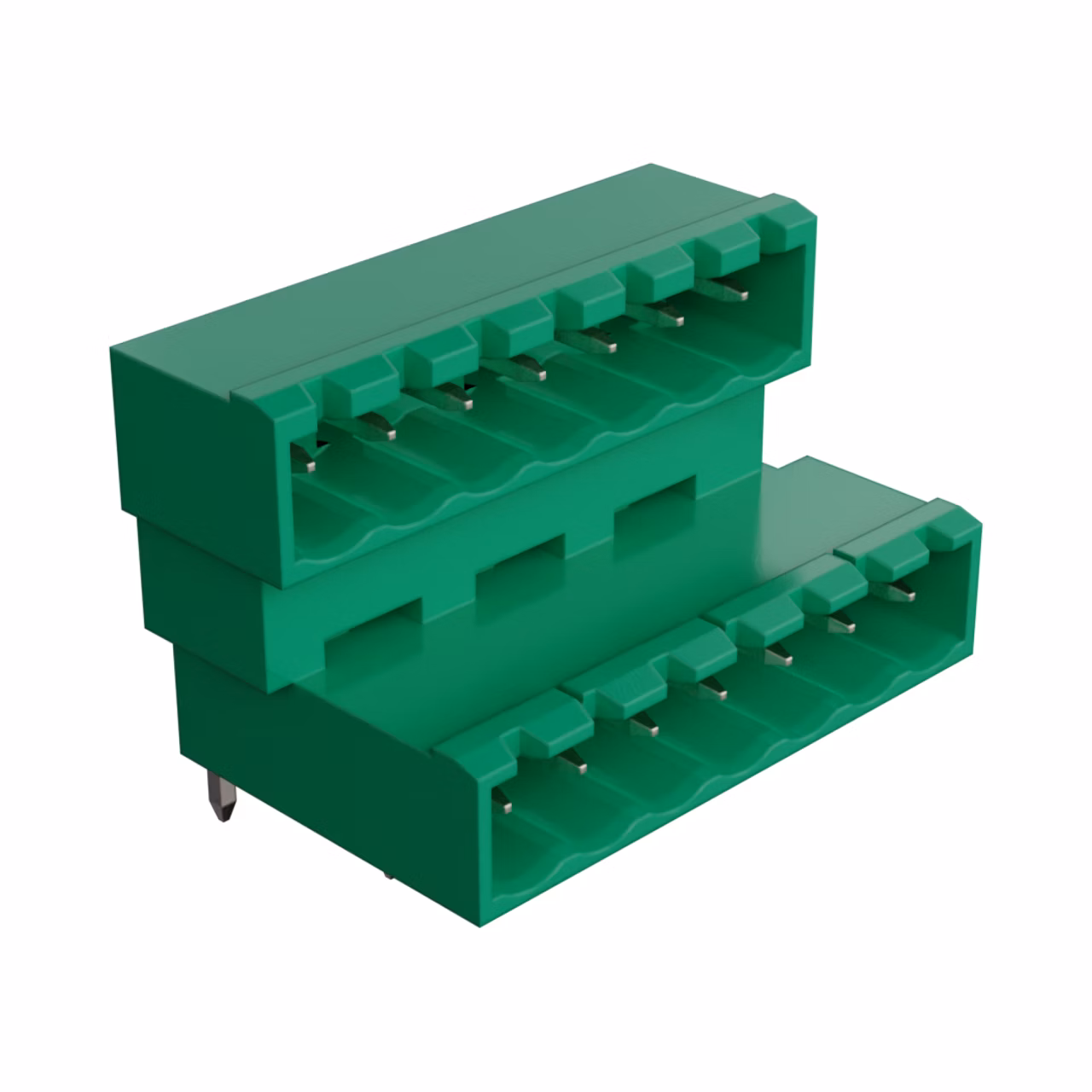 5.00mm Pitch Eurostyle Horizontal Dual Level PCB Header, Closed Ends, Green Housing, 14 Circuits for sale